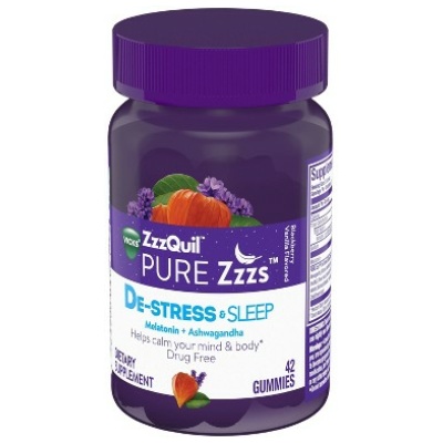 ZzzQuil PURE Zzzs, De-Stress & Sleep, Melatonin Sleep Aid with ...