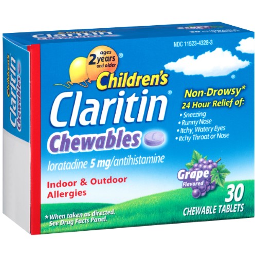 Children's Claritin Allergy, Grape Chewables 5mg, 30 count Wholesale ...