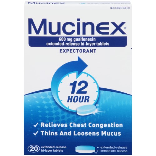 Mucinex 12-Hour Chest Congestion Expectorant Tablets, 20 Count ...