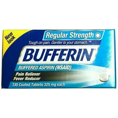 Bufferin Aspirin (NSAID) Pain Reliever Fever Reducer 325 mg 130 Coated ...